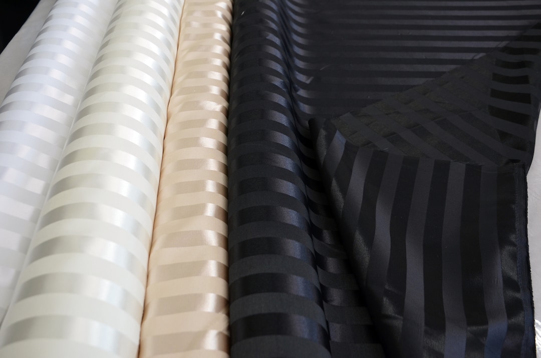 Black 60" Tuxedo Stripe Satin Fabric by the Yard | Bridal Stripe Satin ...