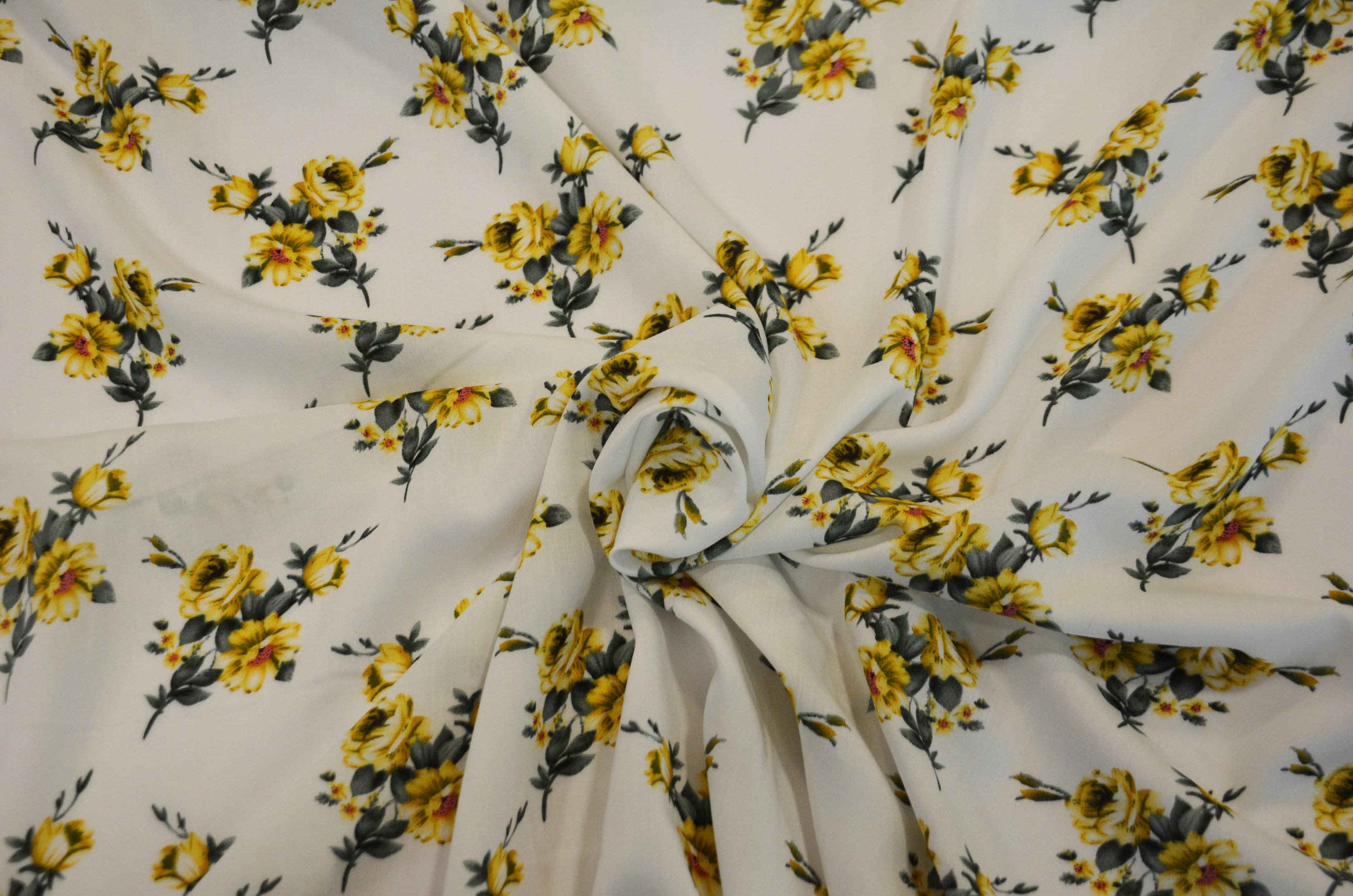 Love Flower Rayon Challis Fabric by the Continuous Yard | 60