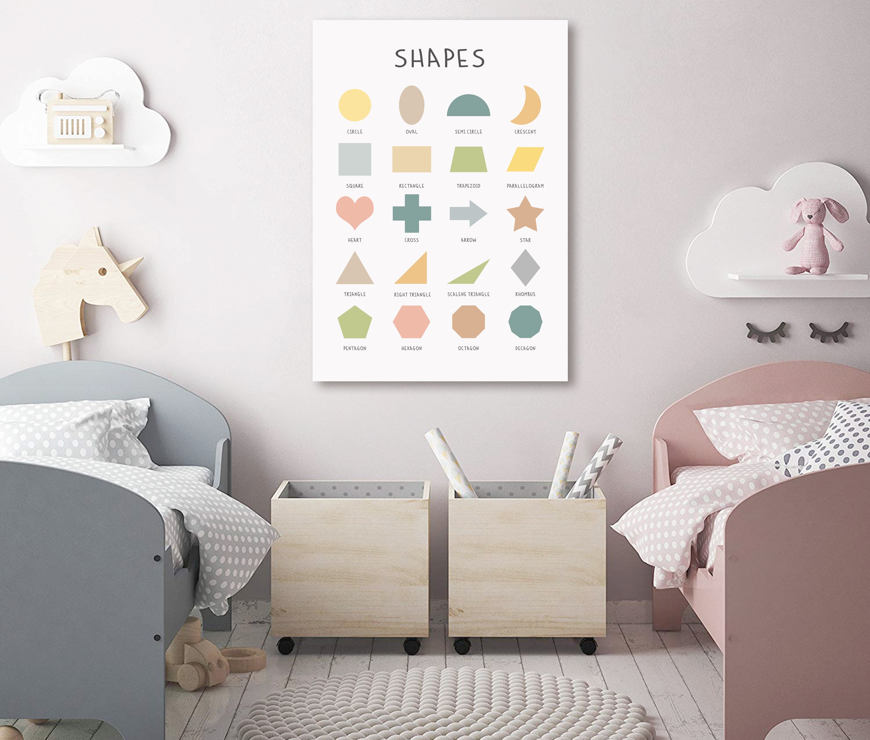 Shapes Chart Printablepastel Color Shape Postershape for - Etsy