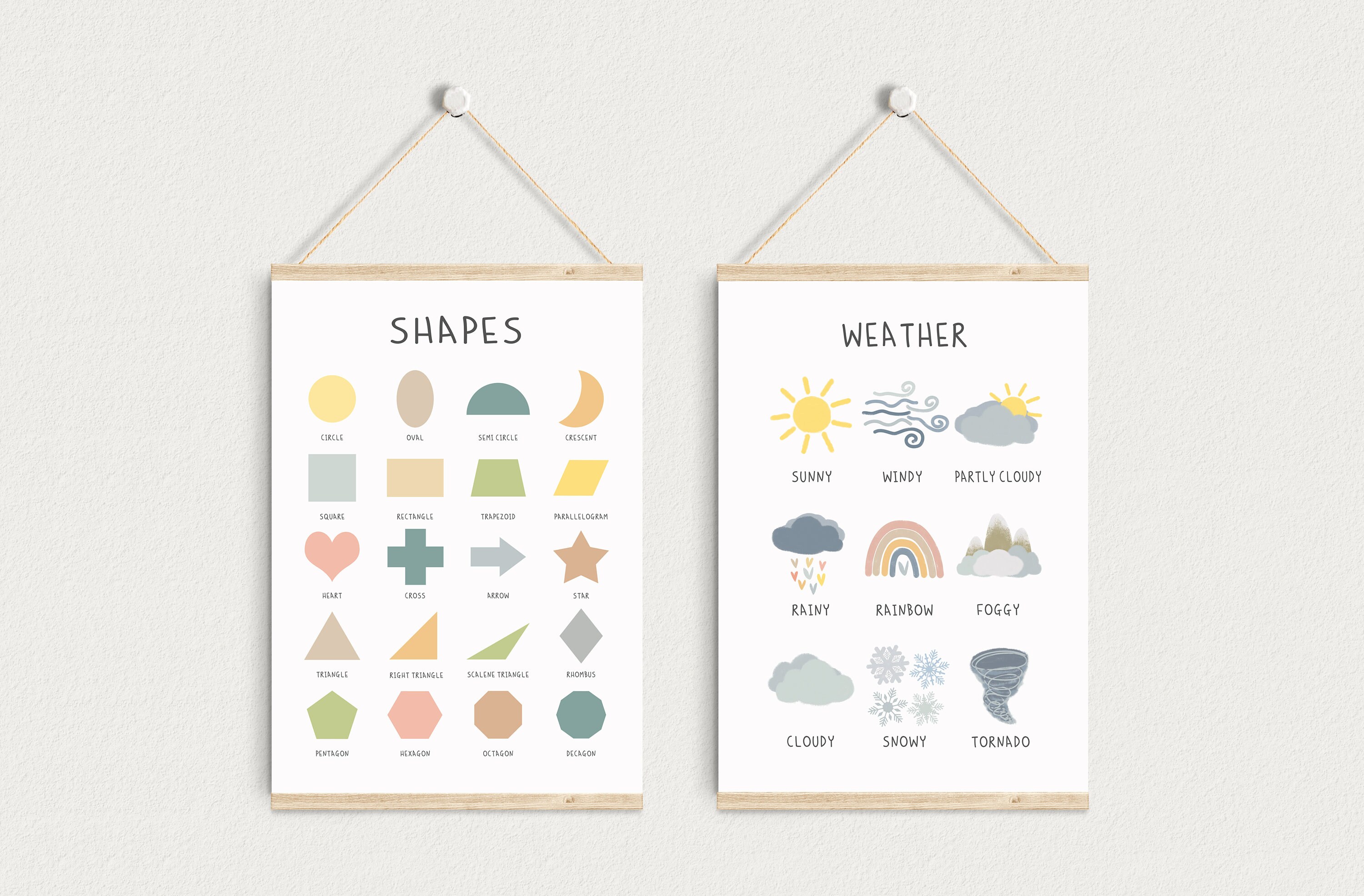 Shapes Chart Printablepastel Color Shape Postershape for - Etsy
