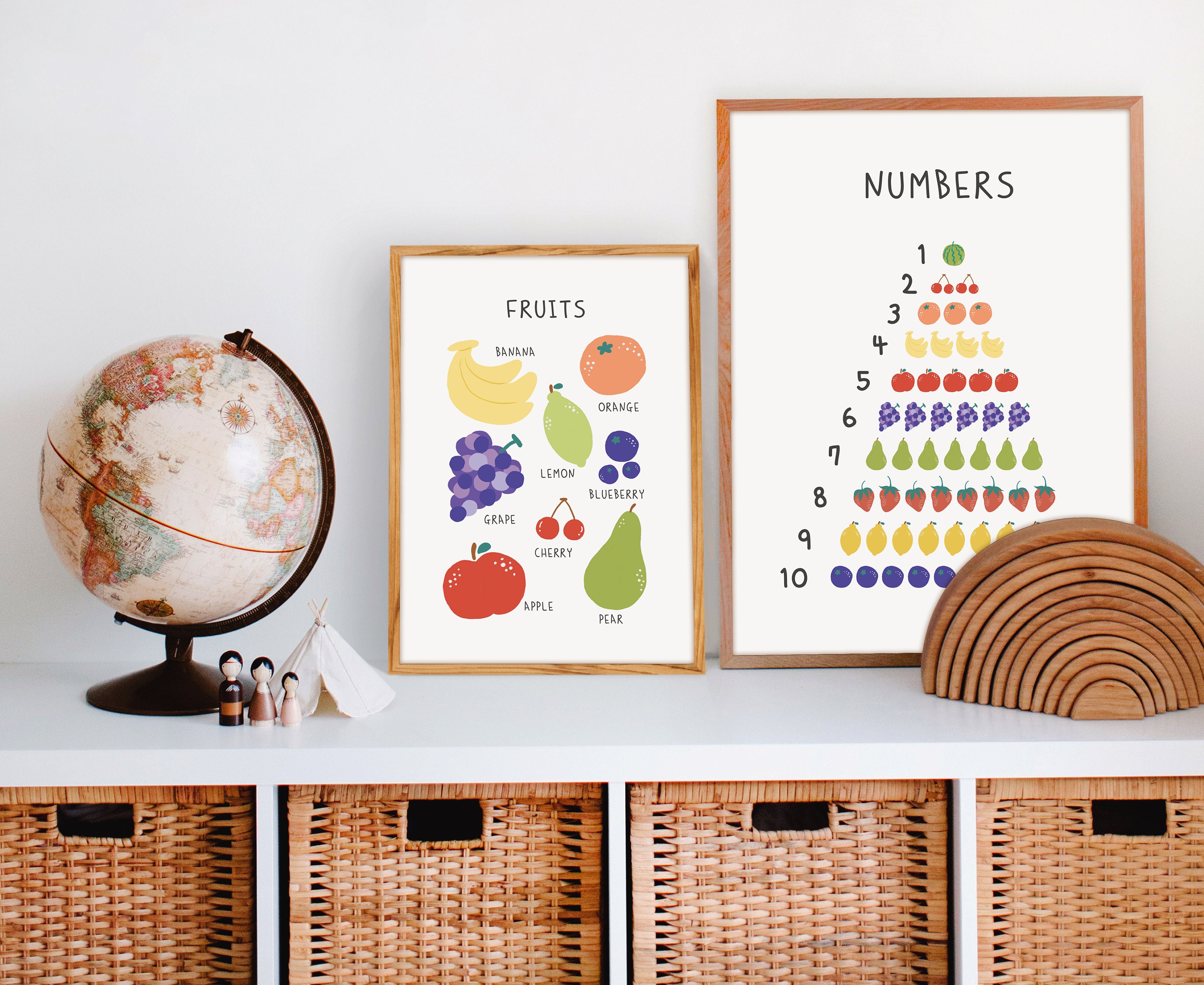 Cute Fruit Printableset of 2 Nursery Printcounting Number - Etsy
