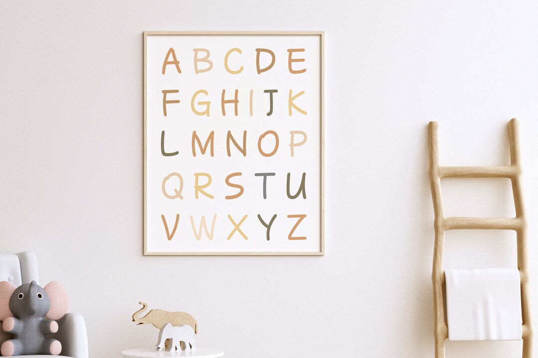 Neutral Alphabet Wall Art Printable Nursery Alphabet Alphabet Poster ...