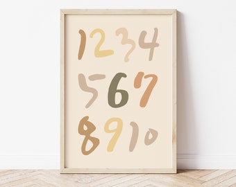 Numbers Posterpink Color Numbers Printeducational Wall Art - Etsy
