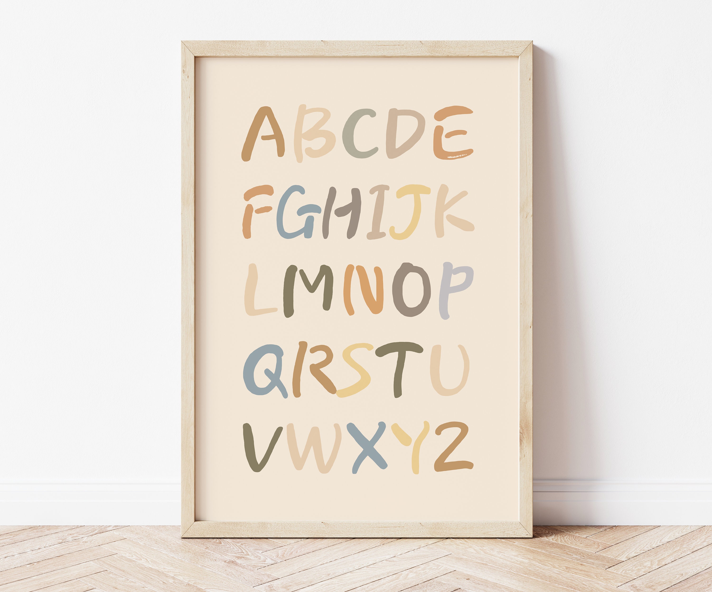 Neutral Alphabet Printable,minimalist Alphabet Poster,vintage Alphabet ...