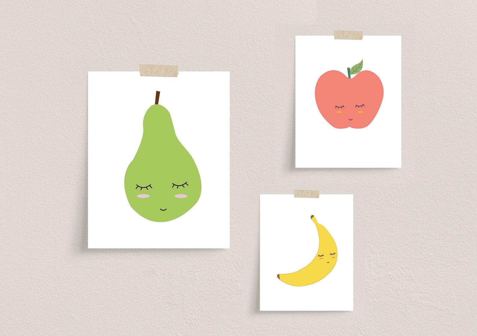 Cute Fruit Printable Set of 6 Fruit Prints Fruit Nursery | Etsy