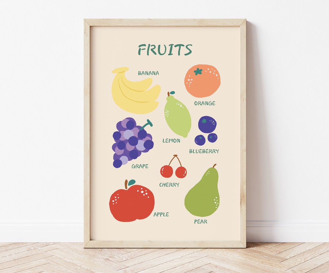 Cute Fruits Printable,fruit Wall Art Print,fruit Nursery Print ...