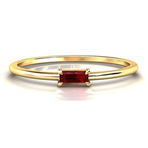 Ruby Stackable Band / Petite Ruby Stacking Ring / Ruby Ring / 14k Gold Ring / July Birthstone ...