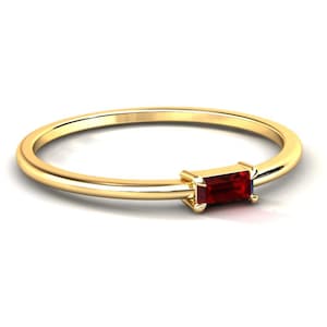 Ruby Stackable Band / Petite Ruby Stacking Ring / Ruby Ring / 14k Gold Ring / July Birthstone ...