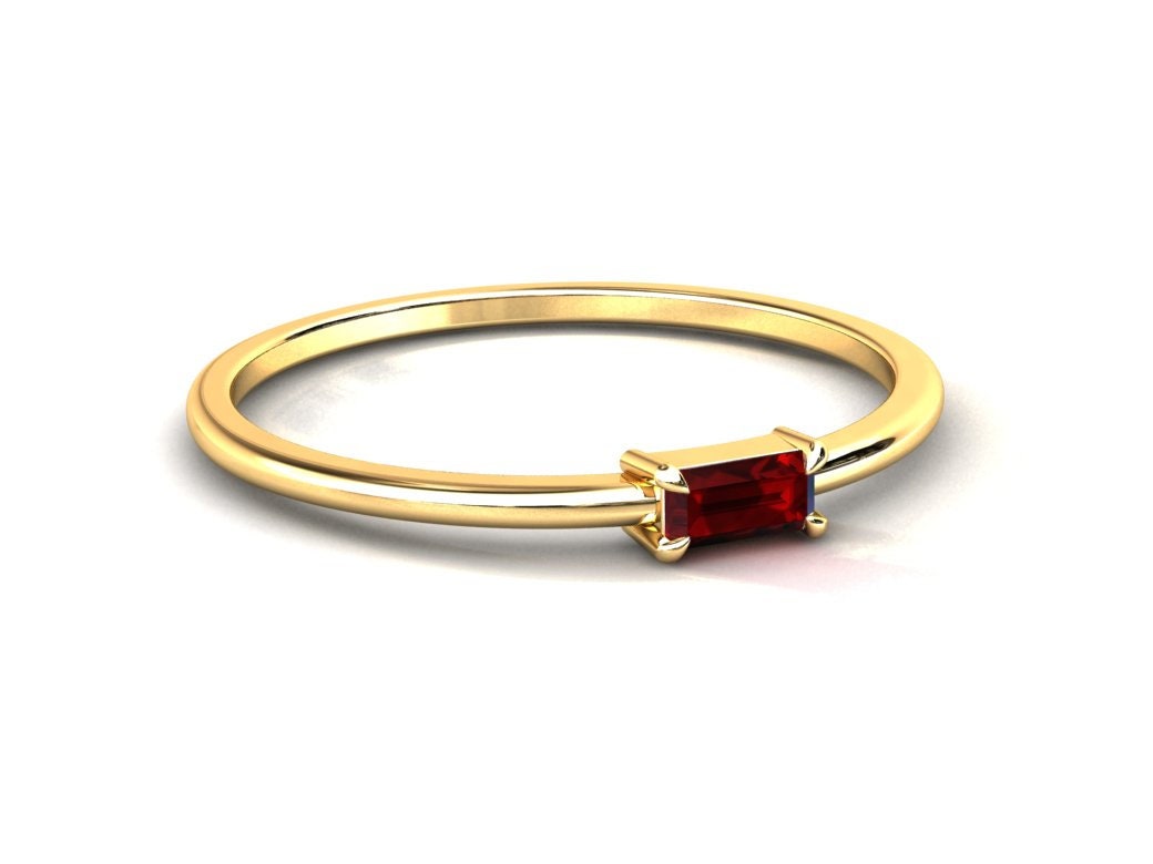 Ruby Stackable Band / Petite Ruby Stacking Ring / Ruby Ring / - Etsy