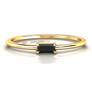 Black Diamond Stackable Ring / Minimalist Ring / Stacking Ring / SOLID ...