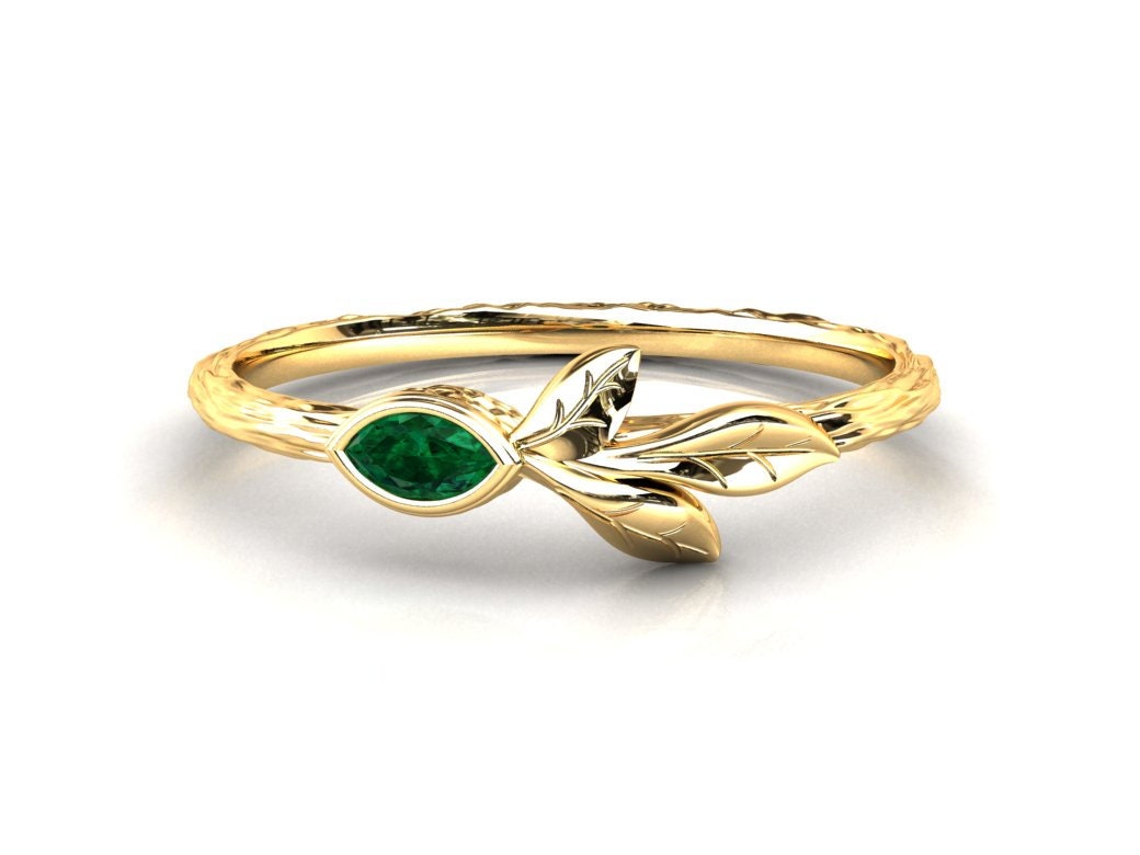 Emerald Stacking Ring / Minimalist Ring / Marquise Emerald - Etsy