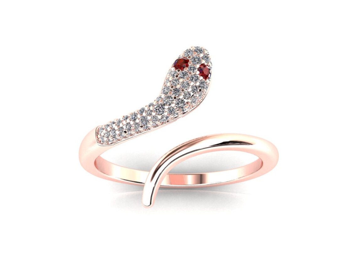 Ruby Snake Ring / Snake Jewelry / Ruby and Diamond Ring / SOLID Gold ...