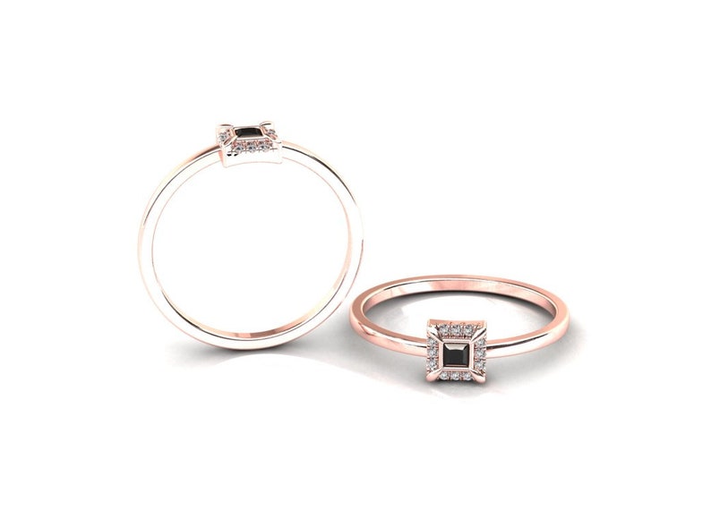 Black Diamond Stackable Ring / Minimalist Ring / Stacking Ring - Etsy