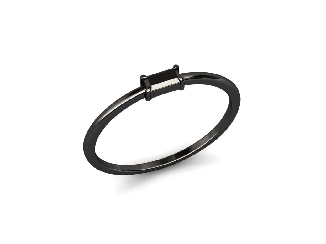 Black Diamond Ring / Minimalist Ring / Stacking Ring / Black - Etsy
