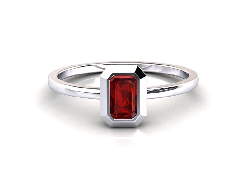 Petite Ruby Ring / Bezel Set Ruby Ring / Minimalist Ruby Ring / Solid Gold Ring / July ...