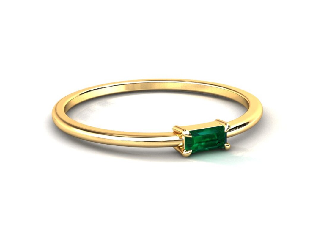 Emerald Stackable Ring / Minimalist Emerald Ring / Stacking Ring ...