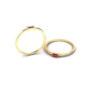 Ruby Stackable Band / Petite Ruby Stacking Ring / Ruby Ring / 14k Gold Ring / July Birthstone ...