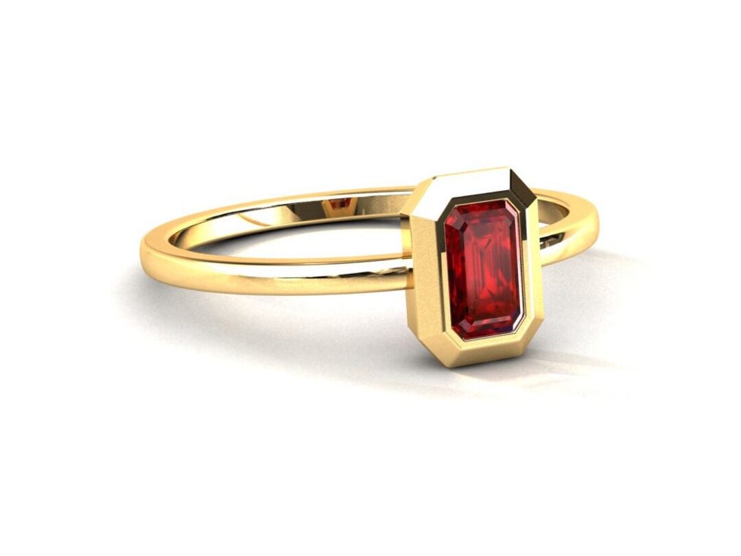 Petite Ruby Ring / Bezel Set Ruby Ring / Minimalist Ruby Ring / Solid ...