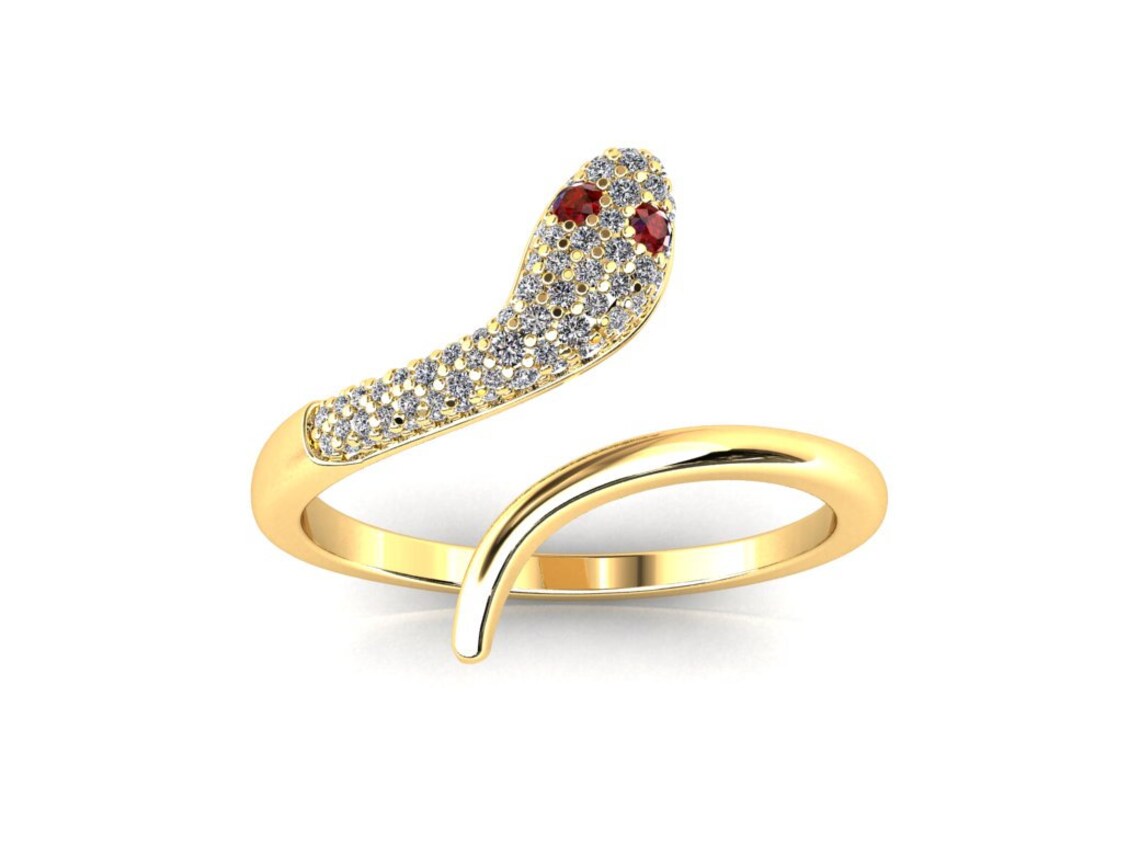 Ruby Snake Ring / Snake Jewelry / Ruby and Diamond Ring / SOLID Gold ...