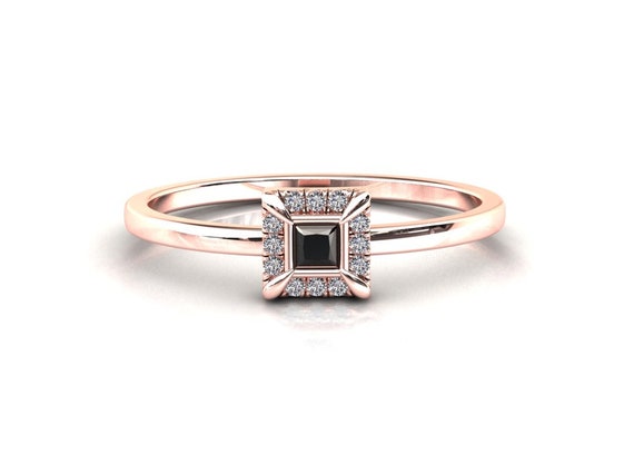 Black Diamond Stackable Ring / Minimalist Ring / Stacking Ring | Etsy