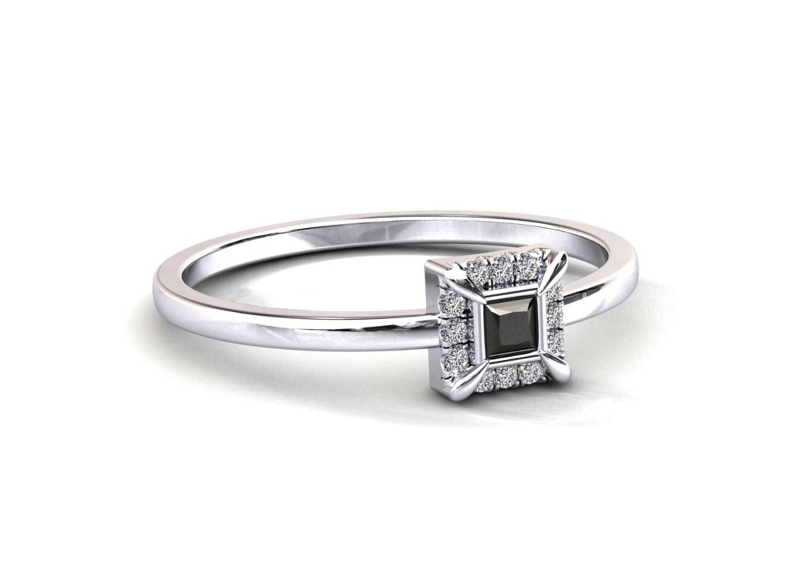 Black Diamond Stackable Ring / Minimalist Ring / Stacking Ring - Etsy