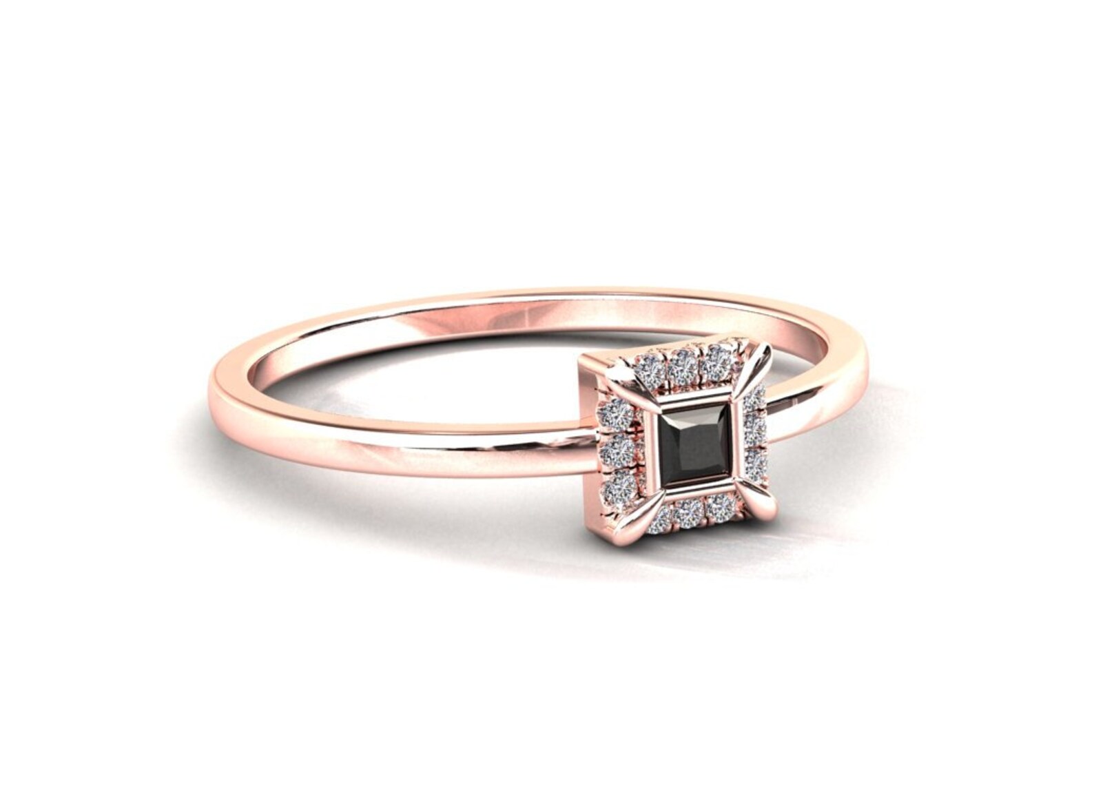 Black Diamond Stackable Ring / Minimalist Ring / Stacking Ring / SOLID ...