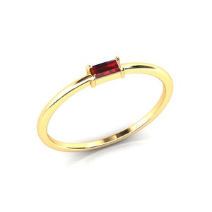 Ruby Stackable Band / Petite Ruby Stacking Ring / Ruby Ring / 14k Gold Ring / July Birthstone ...