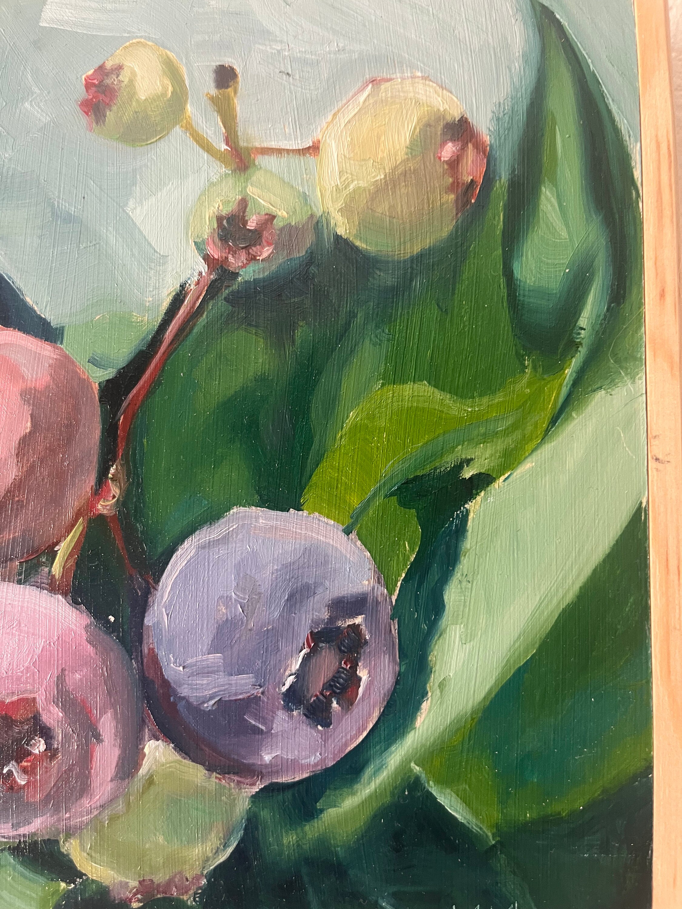 Wild Blueberries Oil Painting, Handmade Framed Wood Cradle, 8x8 - Etsy