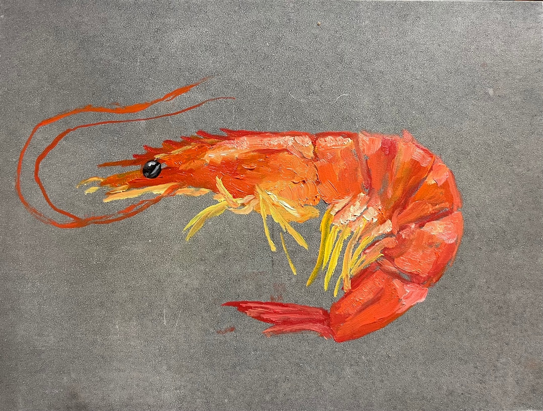 Shrimp (prawn) Oil Painting 8x6 - Etsy