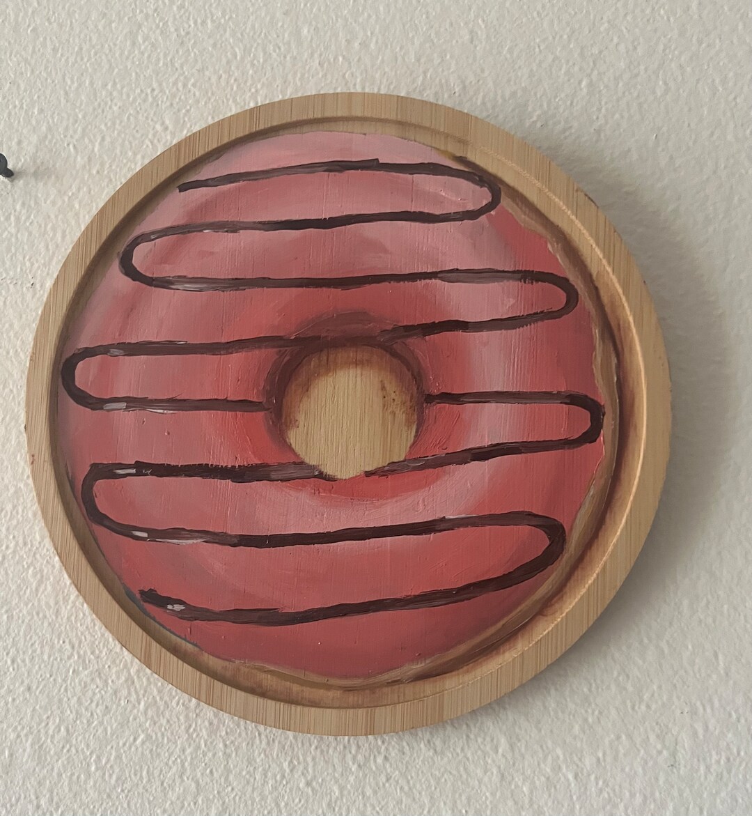 Pink Donut Oil Painting 8” - Etsy