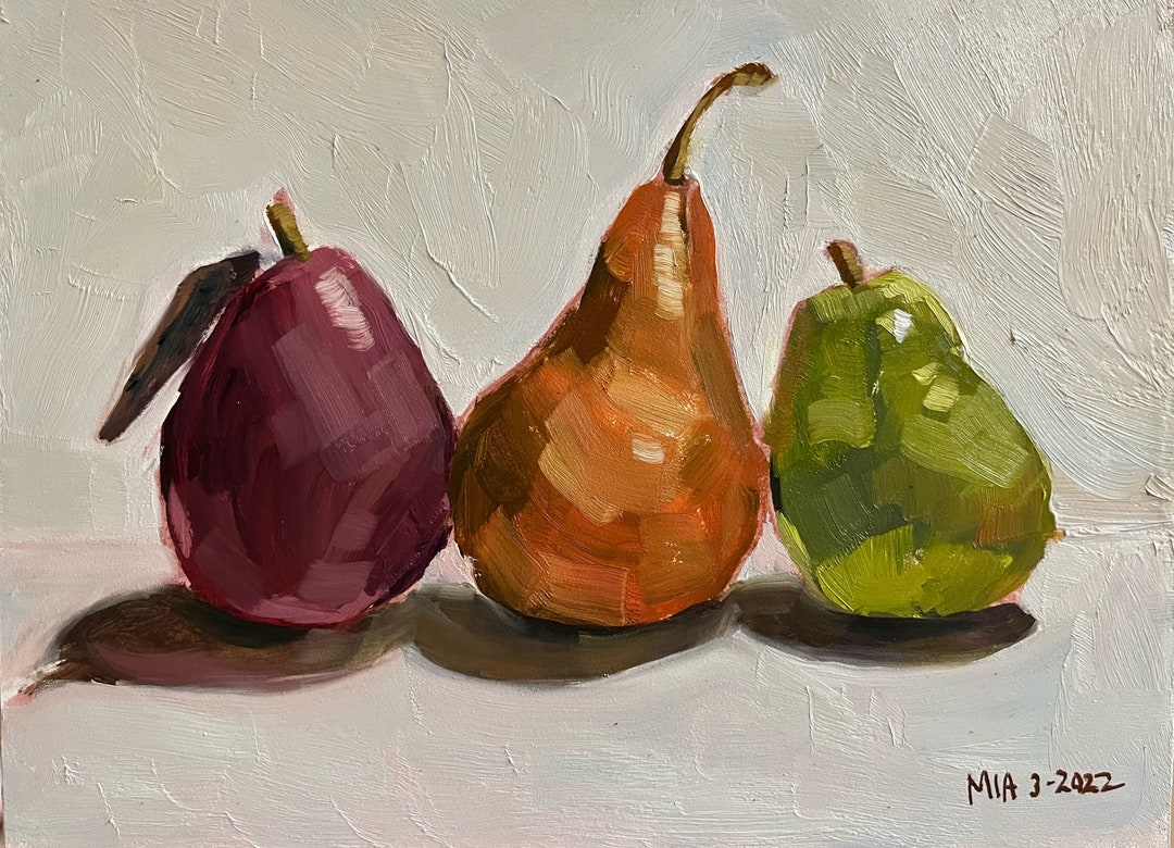Rainbow Pears Oil Painting 8x6 - Etsy