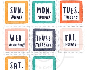 BUNDLE Calendar Boho Rainbow Days of the Week, Months of the Year, and ...