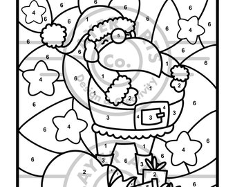 Christmas Santa Claus Color by Number Activity Sheet Preschool ...