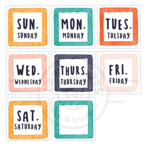 BUNDLE - Pocket Calendar Days of the Week & Numbers - Etsy