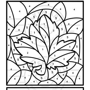 Autumn/fall Leaf Color by Number Coloring Page Maple Thanksgiving ...
