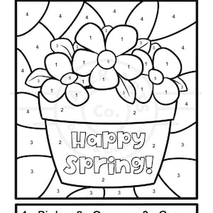 Happy Spring Color by Number Activity Page Classroom Activity Sheet ...