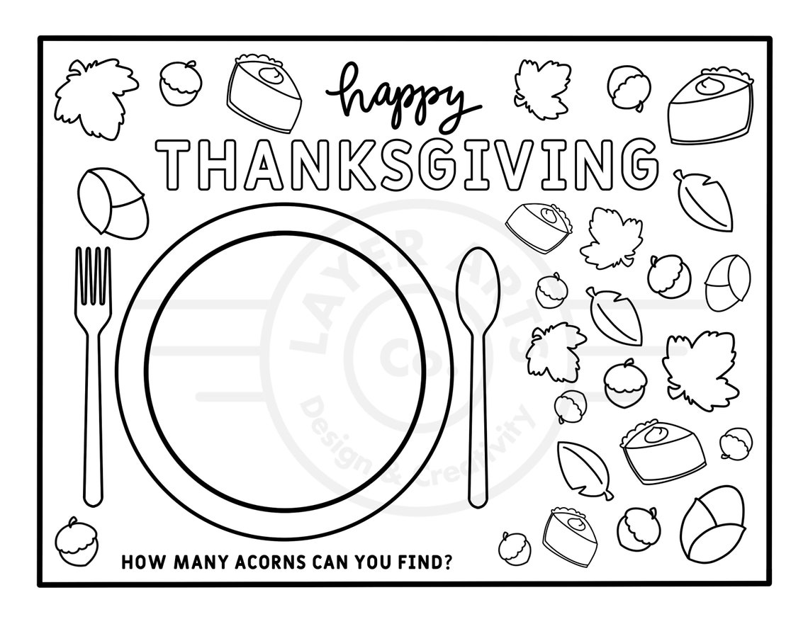 Thanksgiving Activity Pages: Coloring, Placemats, Seek & Find (digital ...