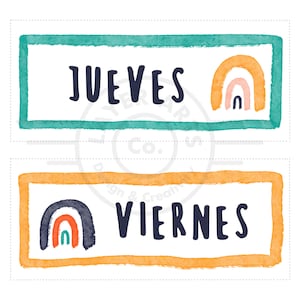Spanish Days of the Week Rainbow Themed Classroom Printable - Los Días ...