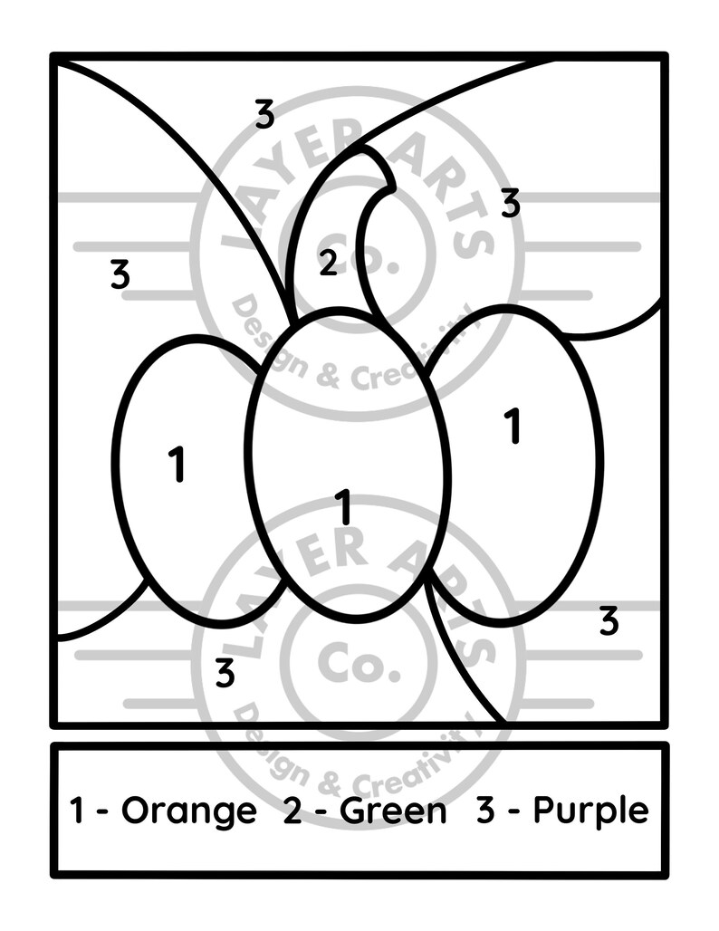 Pumpkin Color by Number Simple Activity Sheet Fall Coloring Page Autumn ...