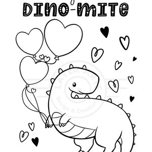 6 Dinosaur Valentine Coloring Pages Valentine’s Day School Activity ...