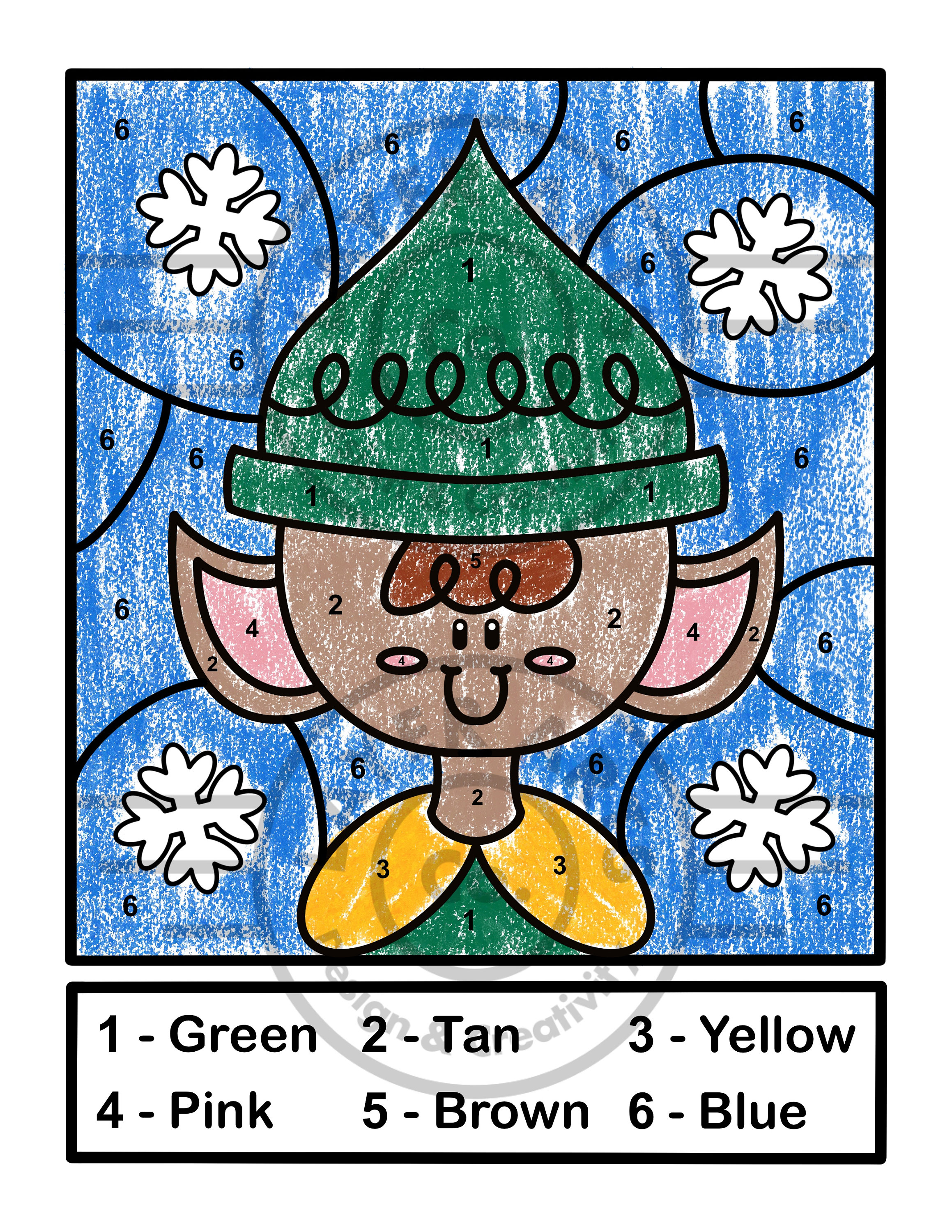 Elf Color by Number Christmas Elf Coloring Page Activity Sheet - Etsy