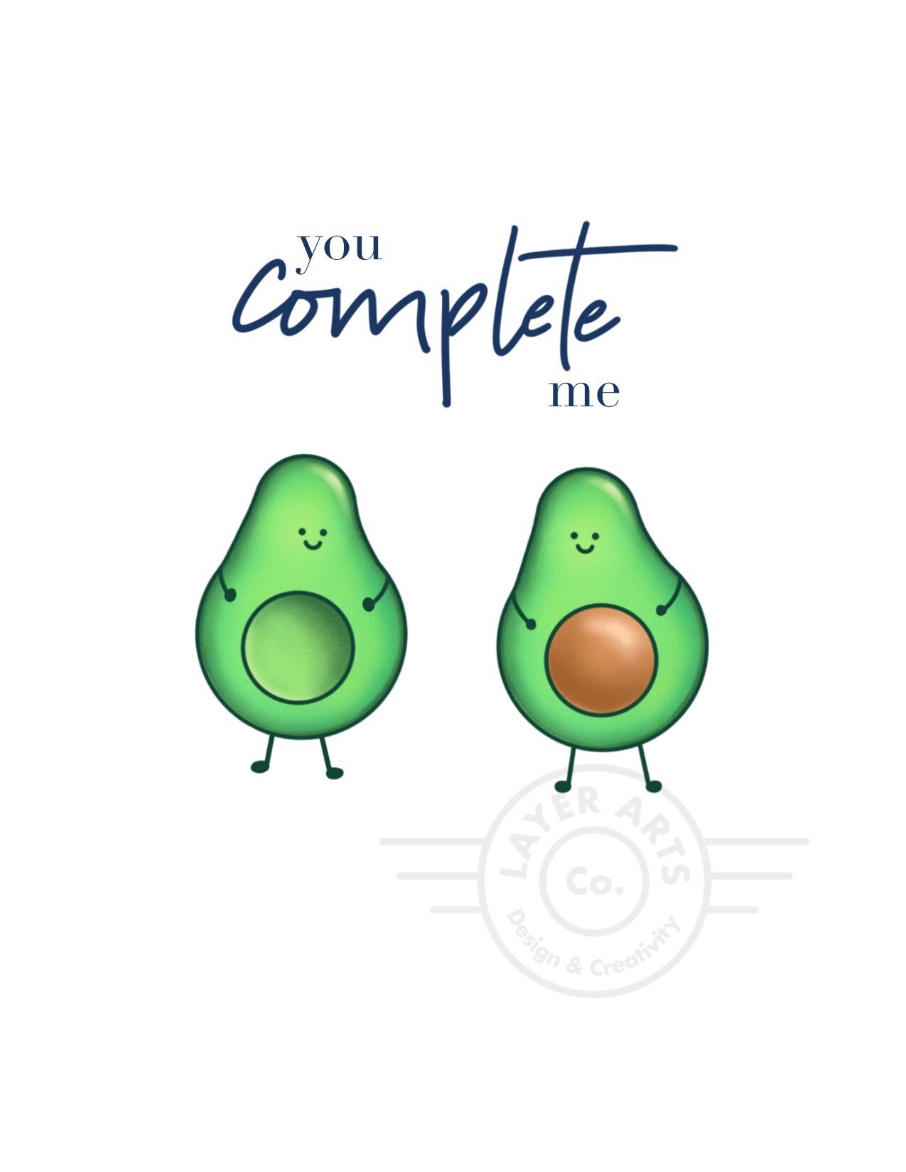 Printable Avocado Greeting Card Food Puns Birthday Card Valentines Day ...