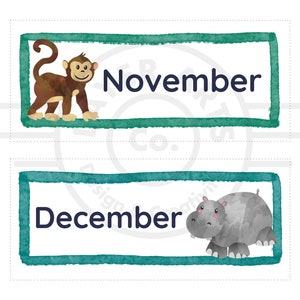 BUNDLE - Safari Calendar Months and Numbers Safari Themed Classroom ...