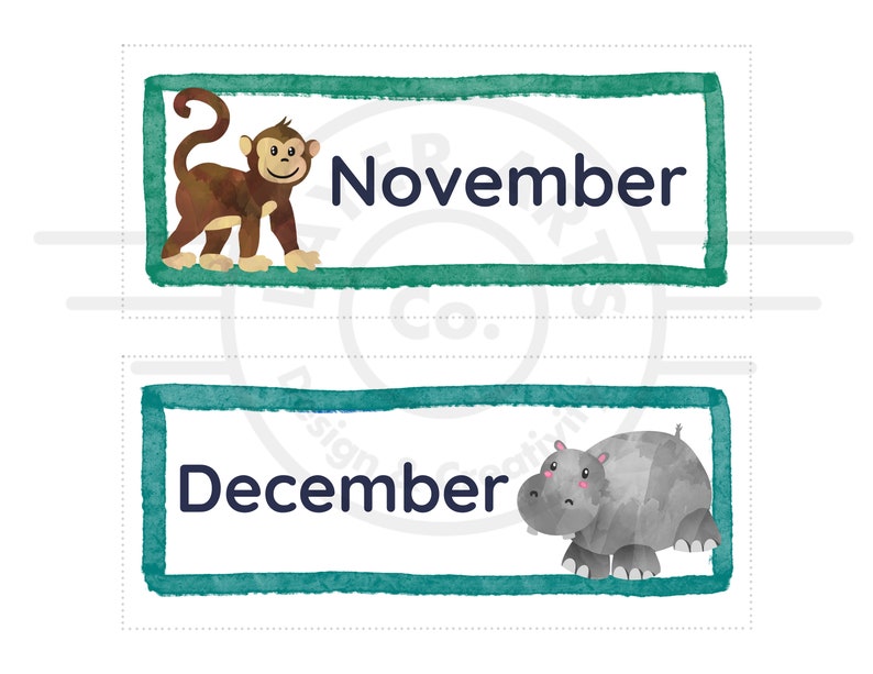 BUNDLE Safari Calendar Months and Numbers Safari Themed - Etsy