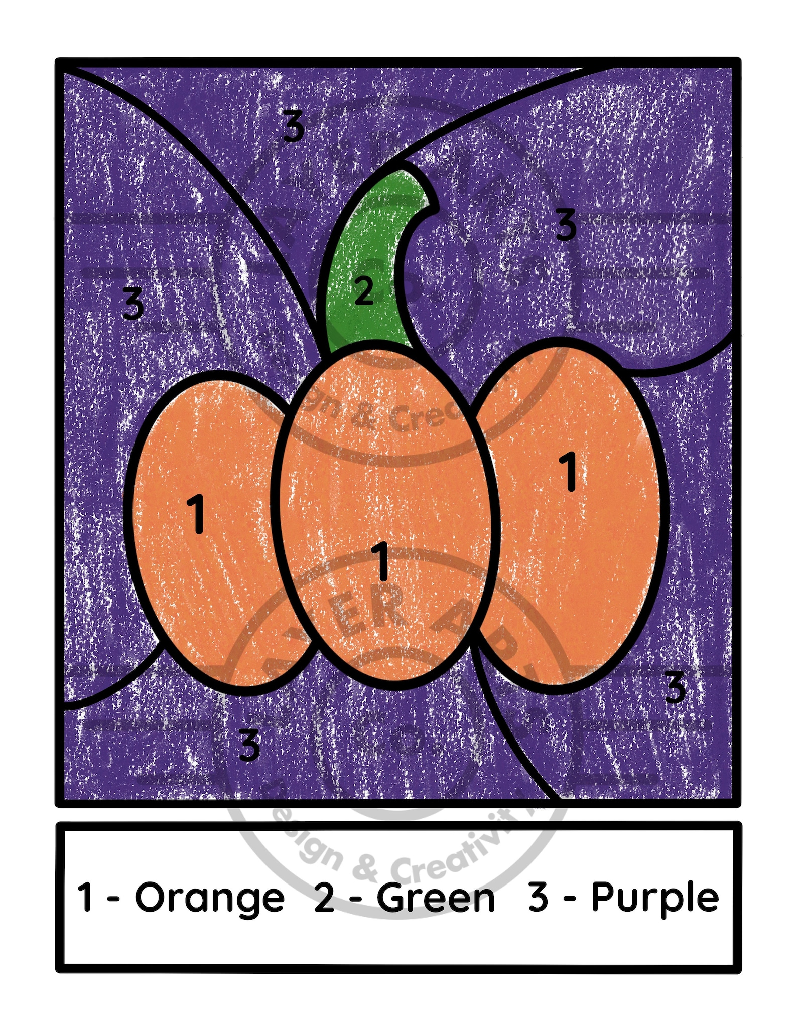 Pumpkin Color by Number Simple Activity Sheet Fall Coloring Page Autumn ...