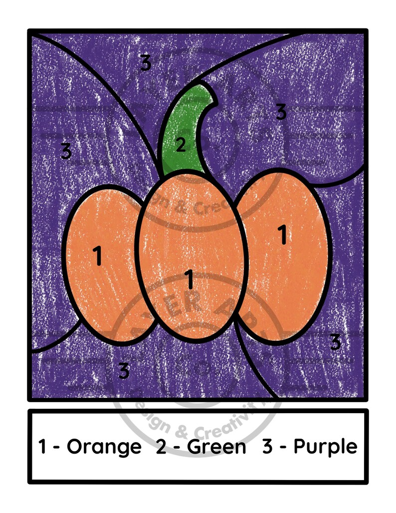 Pumpkin Color by Number Simple Activity Sheet Fall Coloring Page Autumn ...