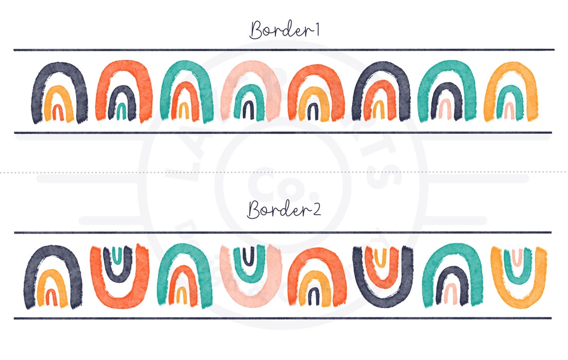 Two Rainbow Bulletin Board Whiteboard Border Borders Boho - Etsy
