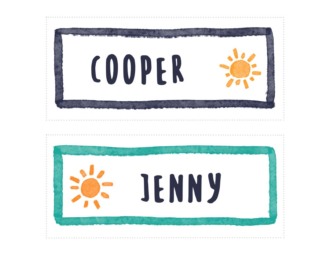 Classroom Name Tags Label Sun Themed Classroom Printable - Etsy