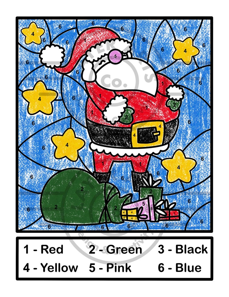 Christmas Santa Claus Color by Number Activity Sheet Preschool ...