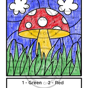 Mushroom Color by Number Classroom Activity Sheet Kindergarten ...